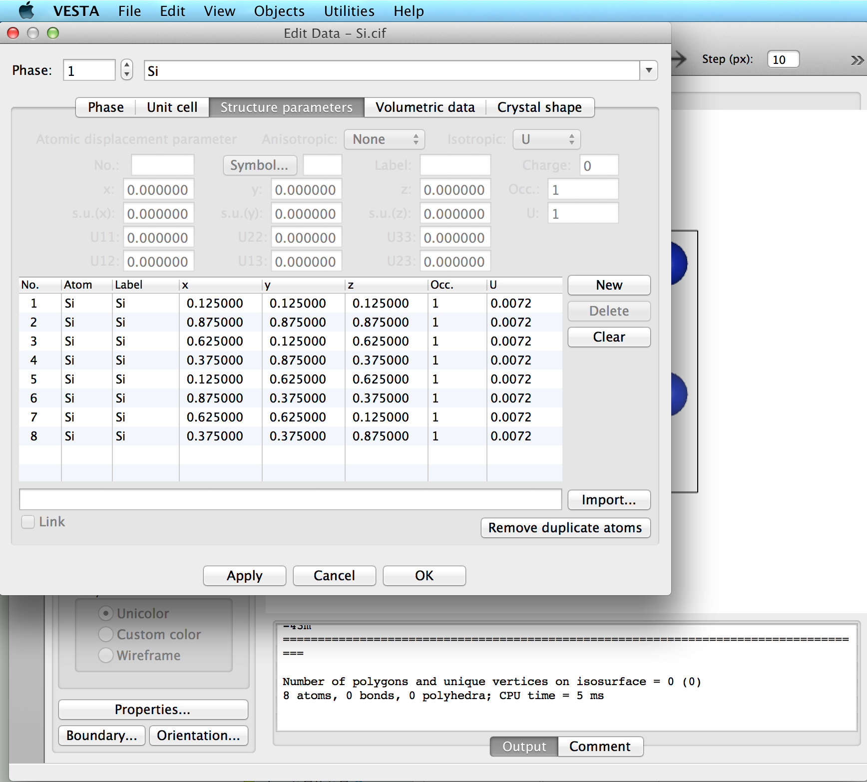 Siの結晶構造の情報: サルにでも第一原理計算ができるか？－ABINITを使って－